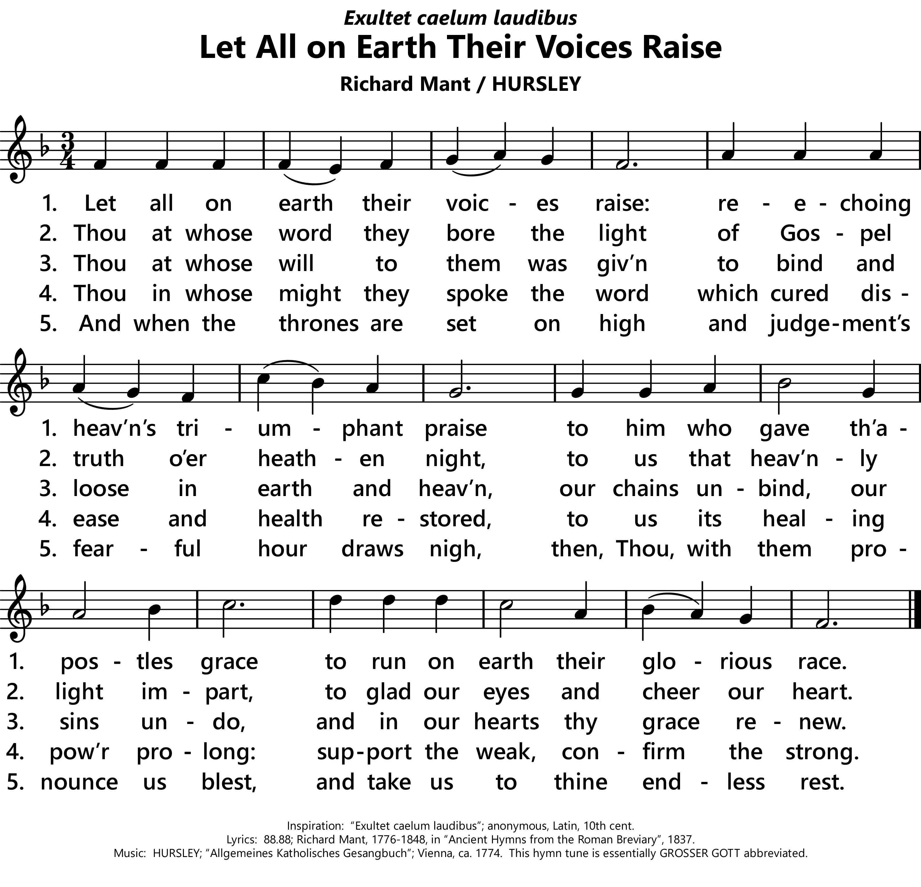 Exultet caelum laudibus: Let All on Earth Their Voices Raise [Richard Mant]